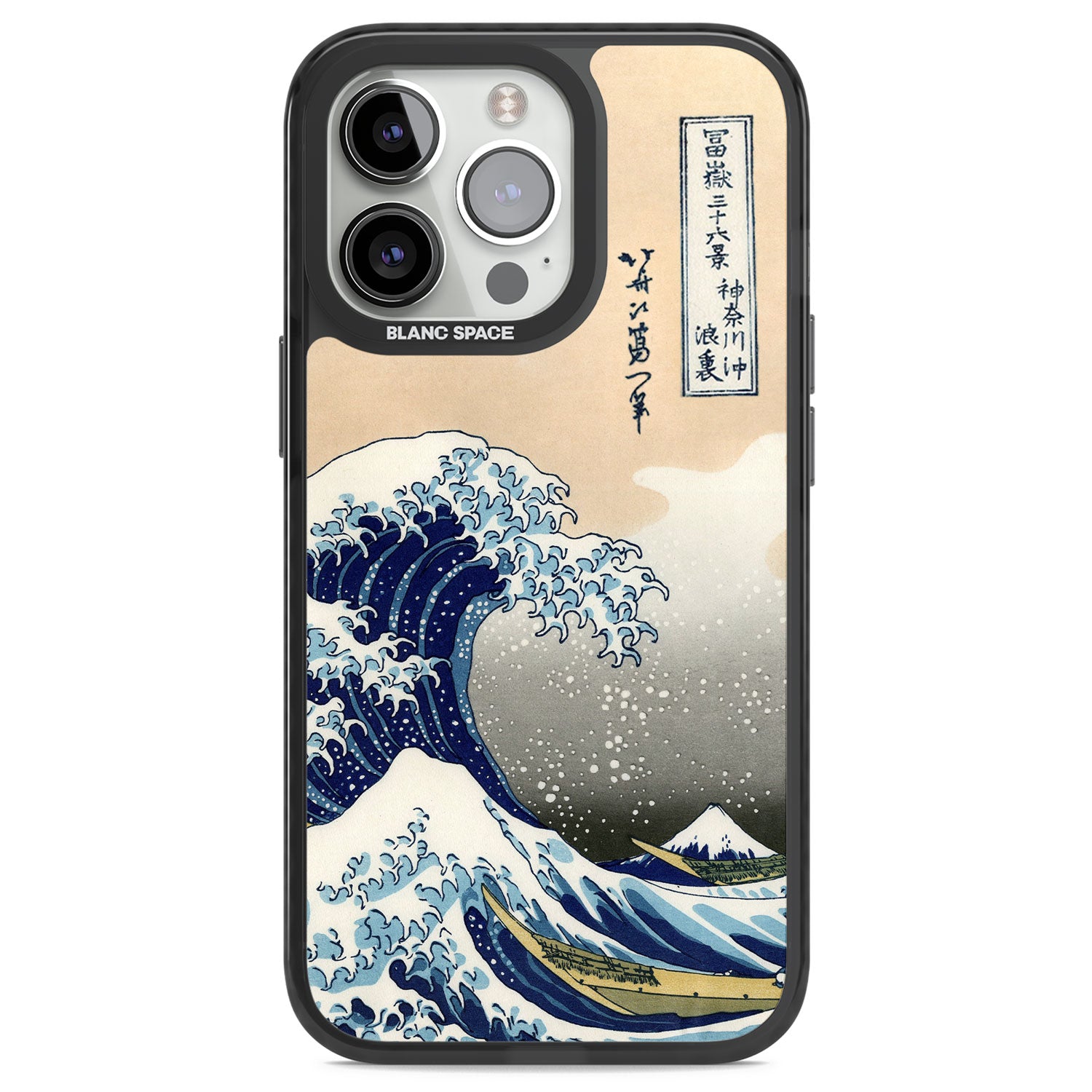 Great Wave - iPhone 15 Pro / Black Impact Case - Blanc Space