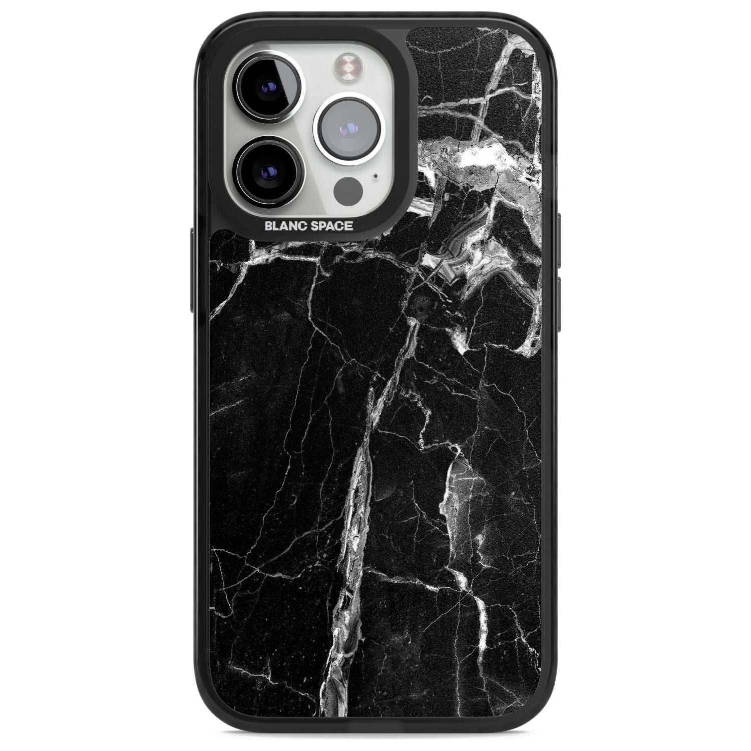 Black Onyx Marble Texture iPhone Case - iPhone 15 Pro / Black Impact ...