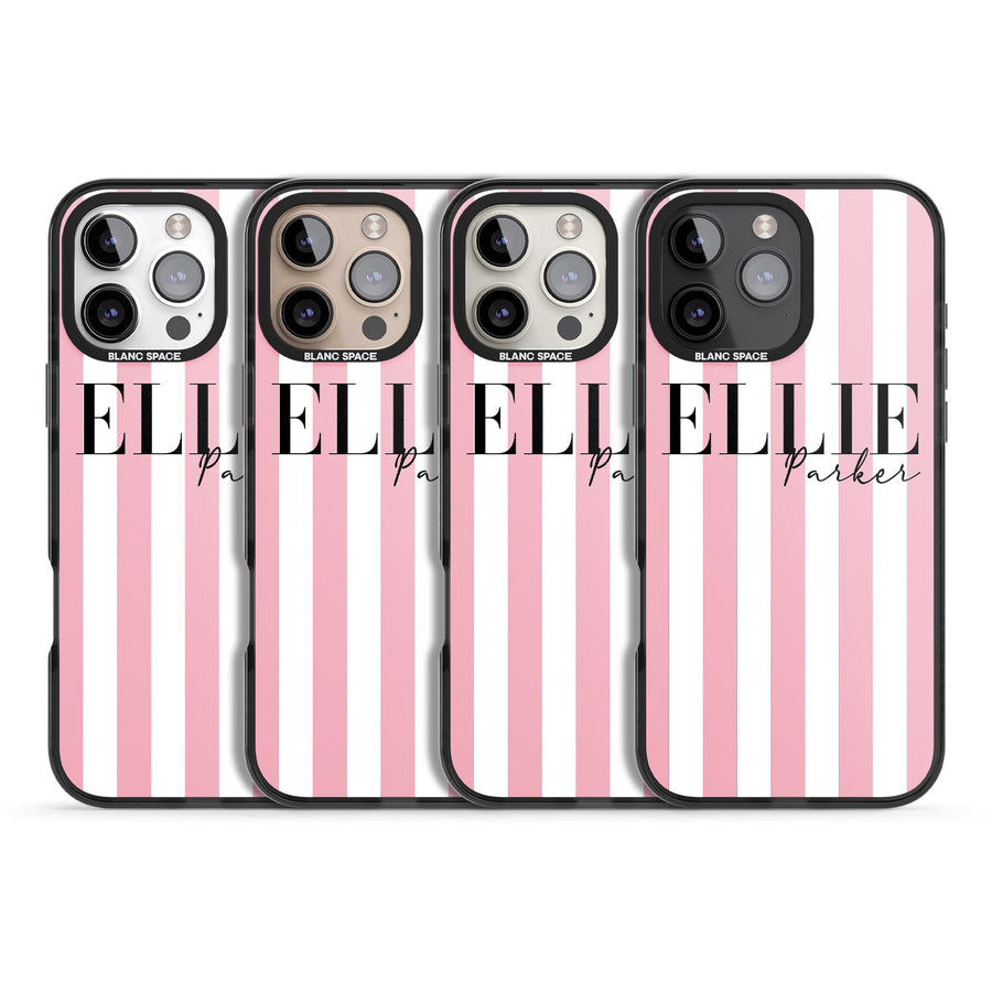 Personalised Pink Stripes iPhone Case - iPhone 13 / Clear Impact Case ...