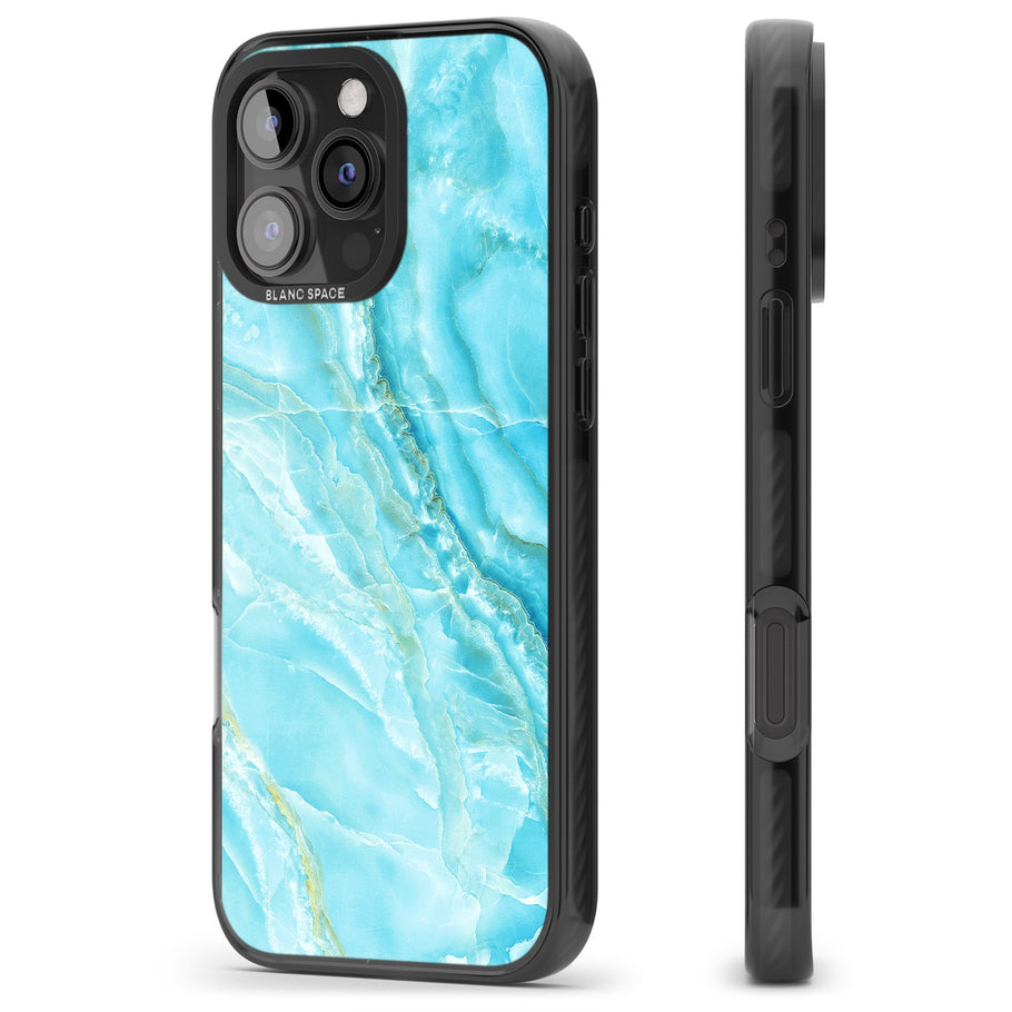 Bright Blue Onyx Marble iPhone Case - iPhone 14 Plus / Clear Impact ...