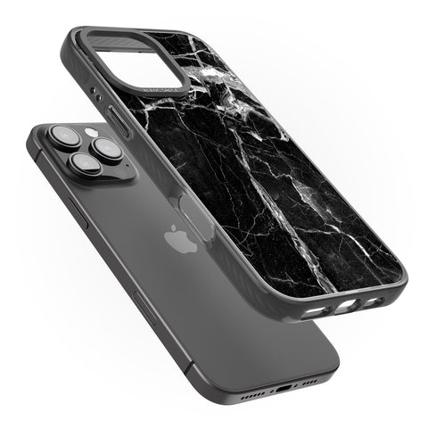 Black Onyx Marble Texture iPhone Case - iPhone 14 Plus / Black Impact ...