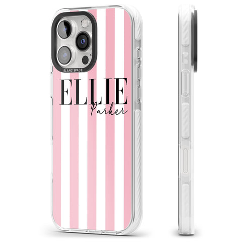 Personalised Pink Stripes iPhone Case - iPhone 13 / Clear Impact Case ...