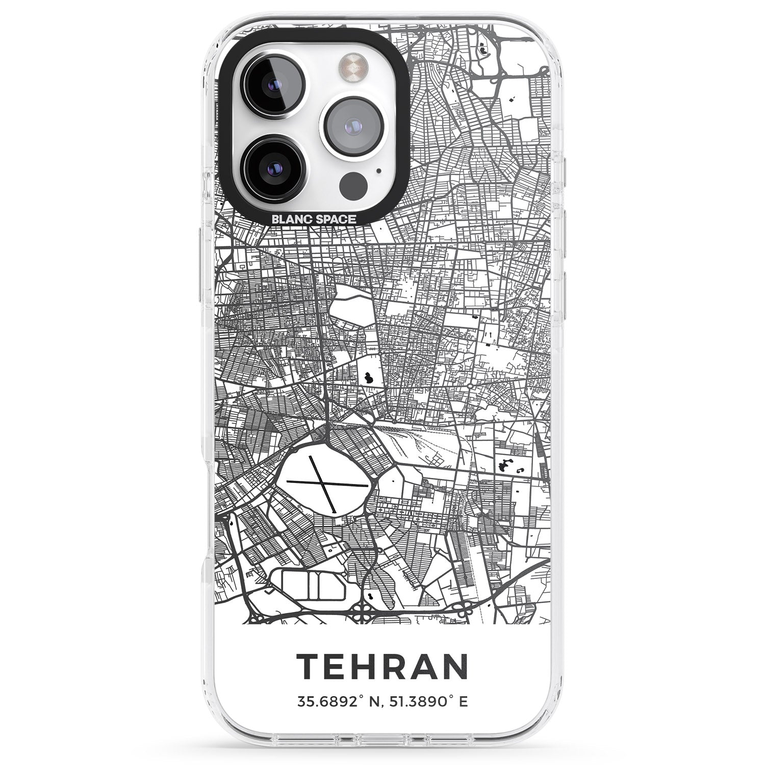 Map of Tehran, Iran iPhone Case - iPhone 16 Pro Max / Clear Impact Case ...