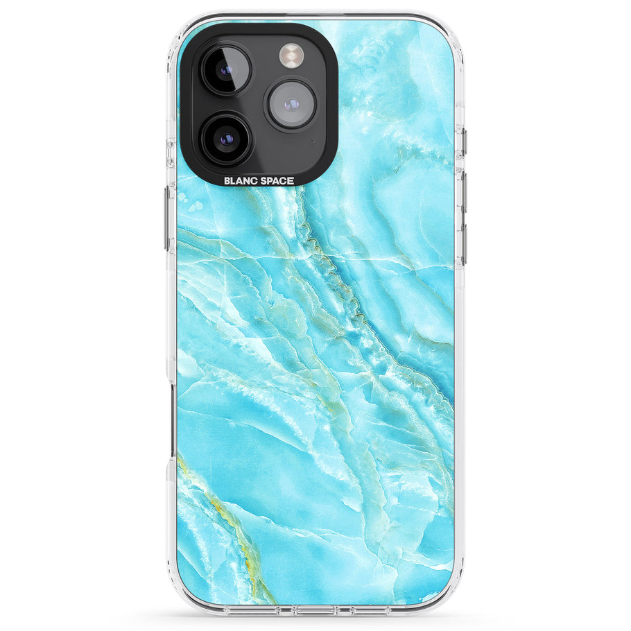 Bright Blue Onyx Marble iPhone Case - iPhone 14 Plus / Clear Impact ...