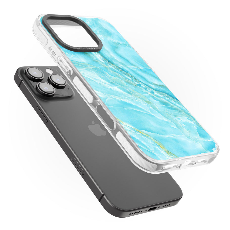 Bright Blue Onyx Marble iPhone Case - iPhone 14 Plus / Clear Impact ...