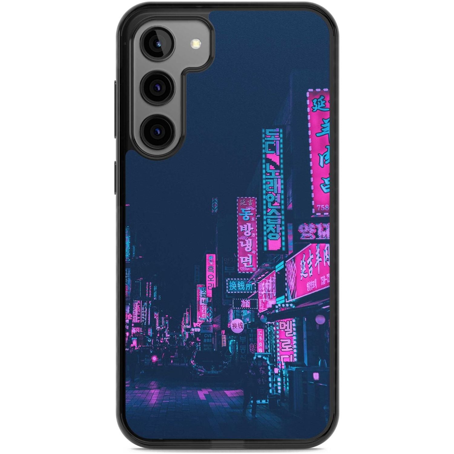 Pink & Turquoise - Neon Cities iPhone Case - Samsung S24 Plus / Black ...