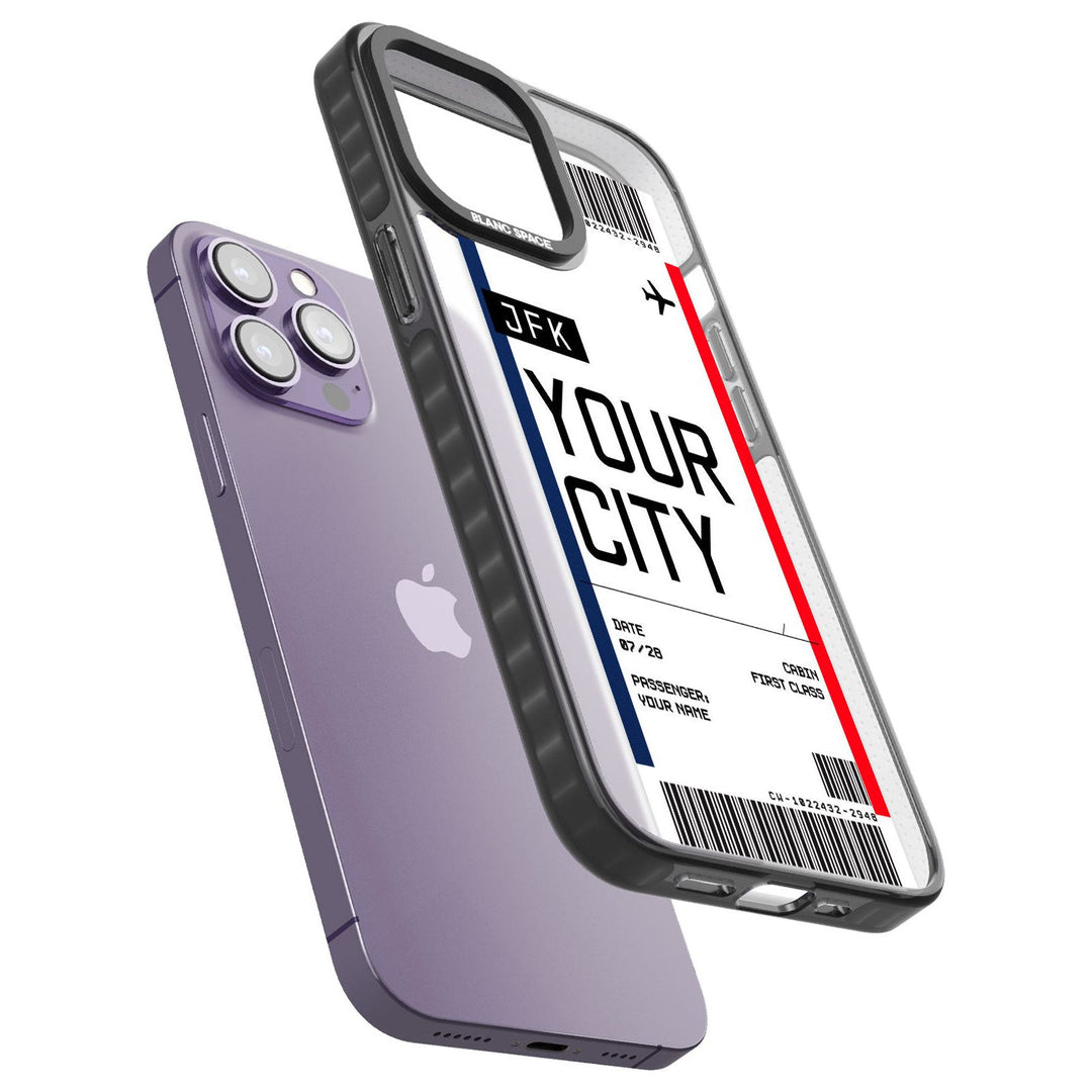 Personalised Create Your Own Boarding Pass Ticket iPhone Case - Blanc Space