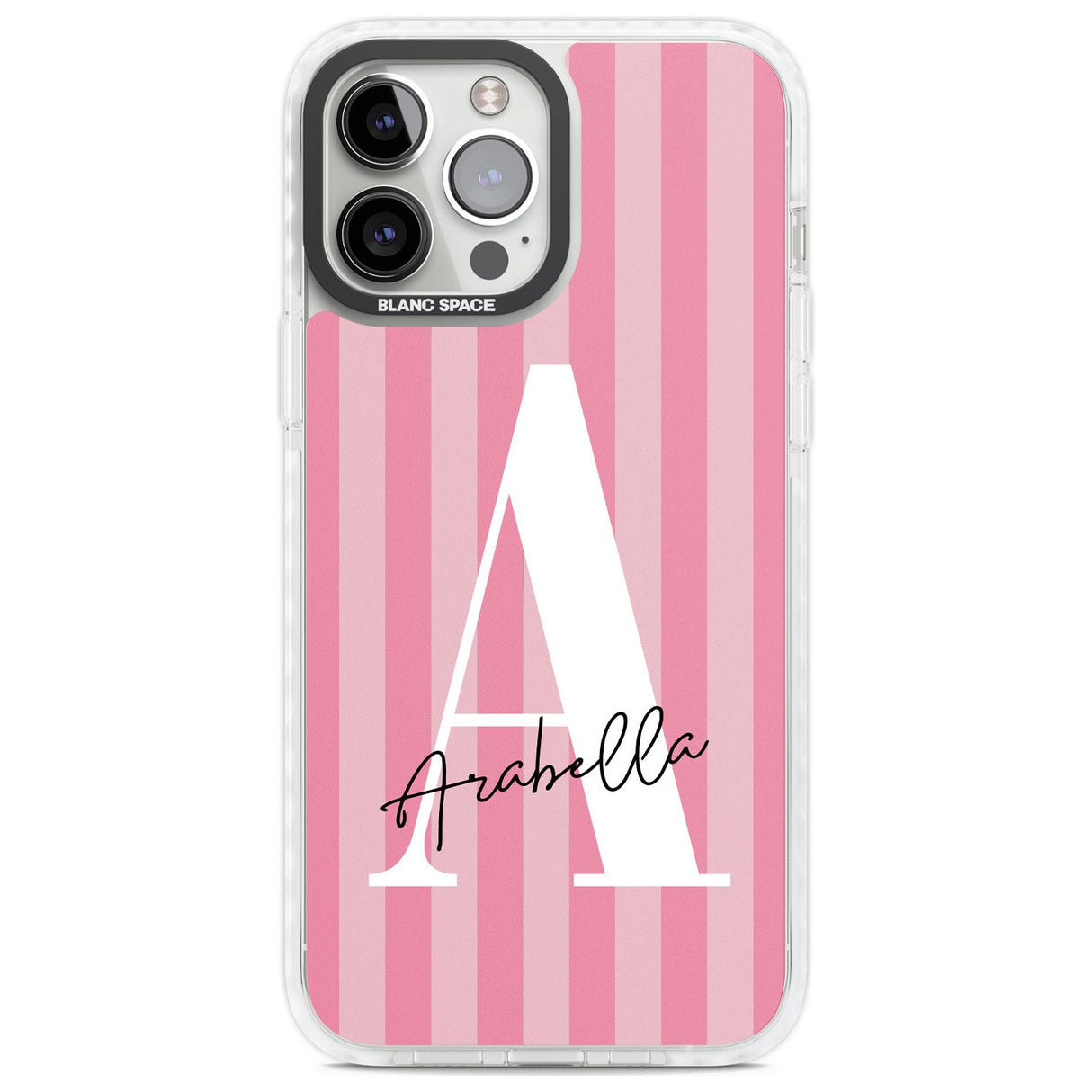 Personalised Pink on Pink Stripes iPhone Case - Blanc Space