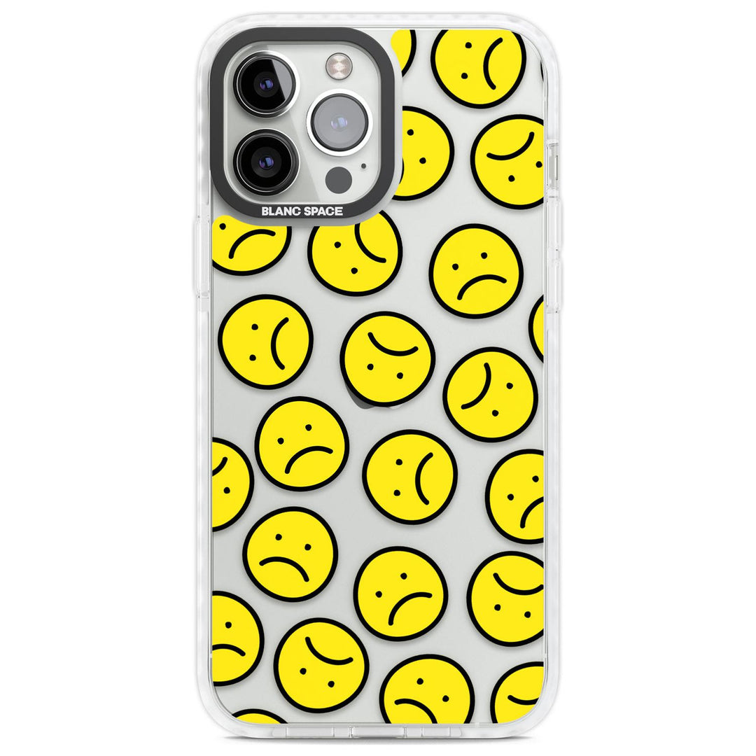 Sad Face Clear Pattern iPhone Case - Blanc Space