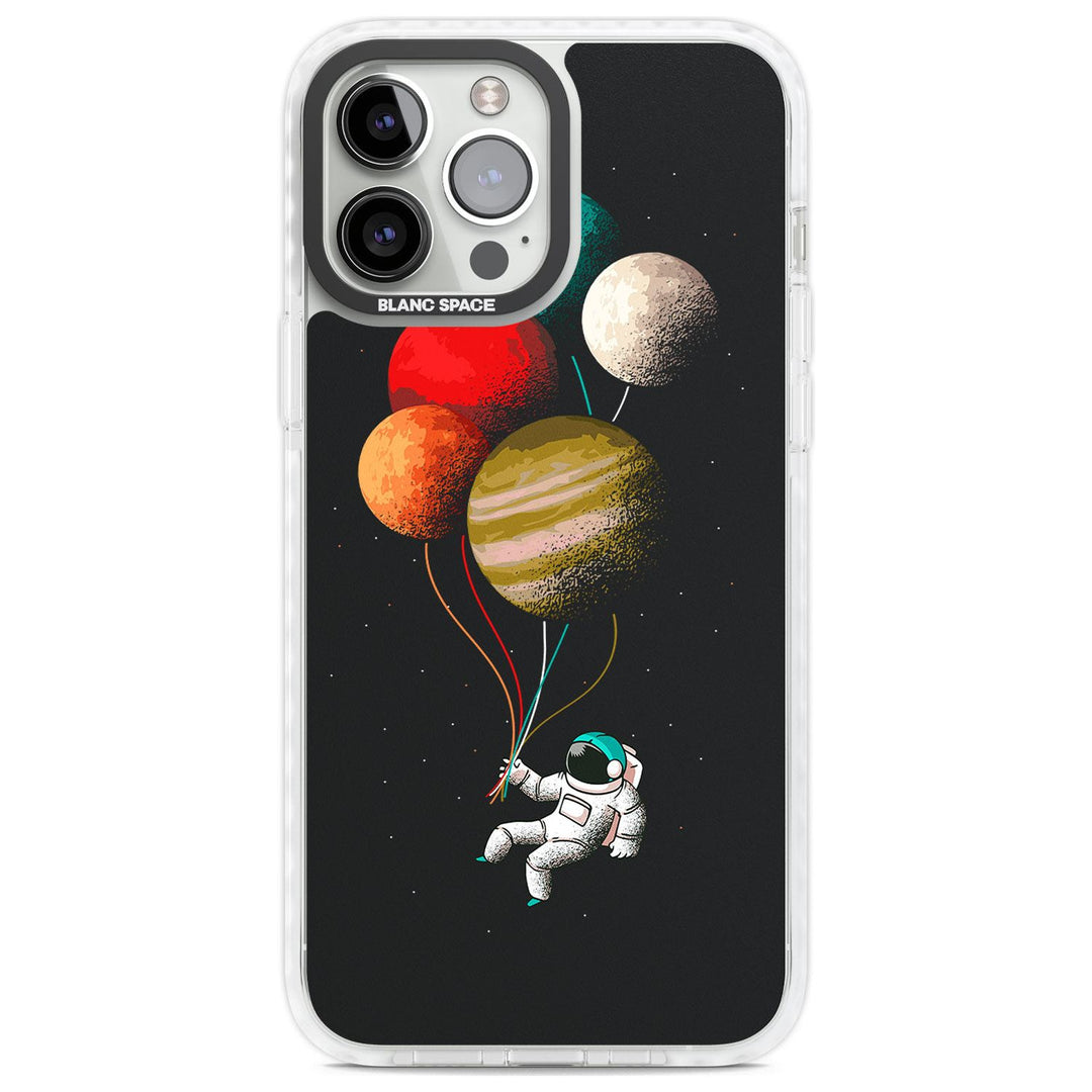 Astronaut Balloon Planets iPhone Case - Blanc Space